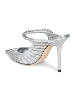 JIMMY CHOO Silver Embellished Pointed High-heeled Sandals