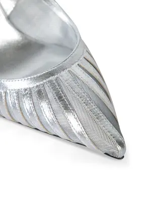 JIMMY CHOO Silver Embellished Pointed High-heeled Sandals