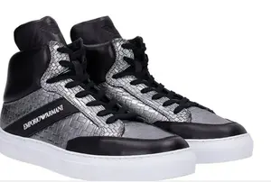 Emporio Armani High Top Sneakers With Logo Detailing
