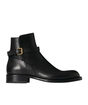THE ROW Nobilis Buckle Leather Ankle Boots