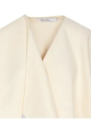 Max Mara Serra Asymmetrical Logo Patch Cape - Nude
