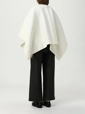 Max Mara Serra Asymmetrical Logo Patch Cape - Nude
