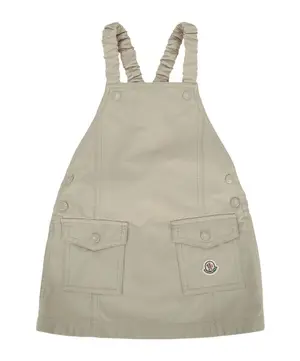 Moncler Pinafore Dress With Logo Patch - Ecru