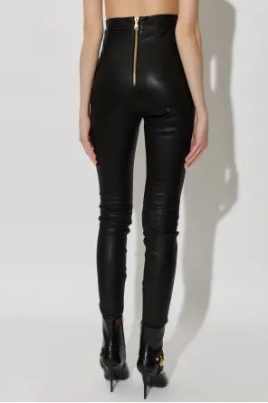 Balmain High-waisted Skinny Trousers With Gold Back Zipper