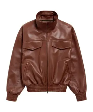 Balenciaga High Collar Zip-up Jacket - Chestnut