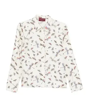Gucci Printed Silk Long Sleeve Shirt