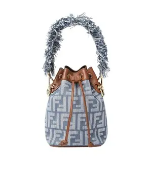 Fendi Mon Tresor Ff Jacquard Mini Bucket Bag - Blue