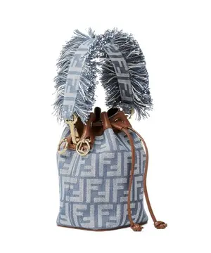 Fendi Mon Tresor Ff Jacquard Mini Bucket Bag - Blue