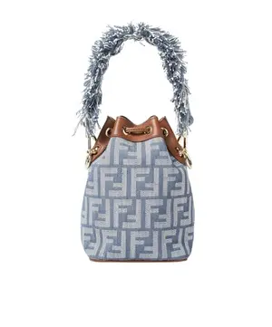 Fendi Mon Tresor Ff Jacquard Mini Bucket Bag - Blue