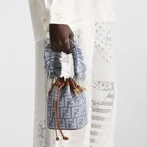 Fendi Mon Tresor Ff Jacquard Mini Bucket Bag - Blue