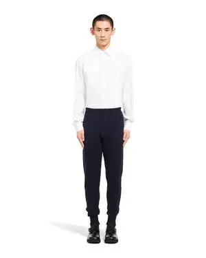 Prada Logo Patch Knitted Track Pants - Blue