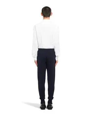 Prada Logo Patch Knitted Track Pants - Blue