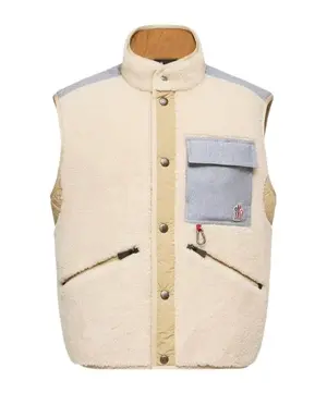Moncler Moncler Grenoble Logo-Patch Fleece Gilet Light Beige