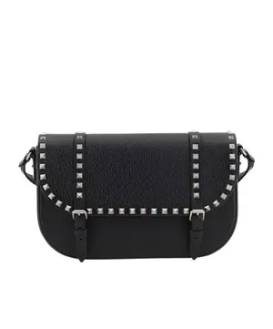 Valentino Garavani Rockstud Foldover Top Shoulder Bag - Black