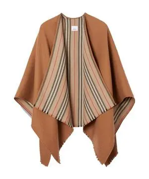 Burberry Icon Stripe Detail Wool Cape