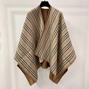 Burberry Icon Stripe Detail Wool Cape