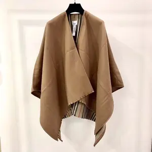 Burberry Icon Stripe Detail Wool Cape
