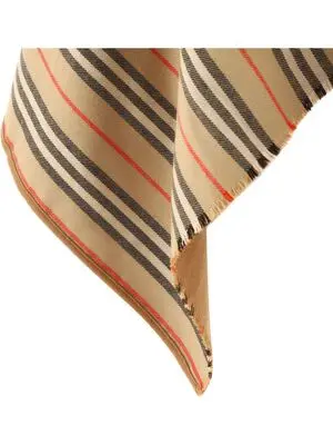 Burberry Icon Stripe Detail Wool Cape - No