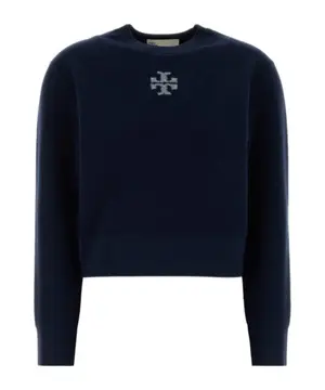 Tory Burch Logo Crew Knitted Sweater - Navy Blue