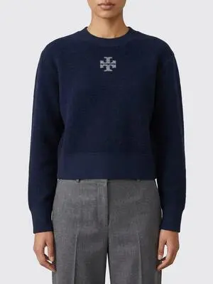Tory Burch Logo Crew Knitted Sweater - Navy Blue