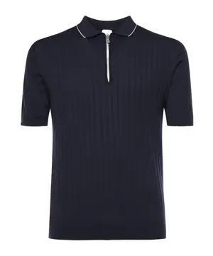Eleventy Zip Polo Knitted Sweater - Black