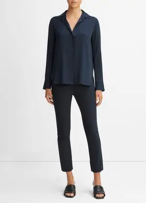 Vince Slim Fitted Buttoned Blouse - Navy Blue