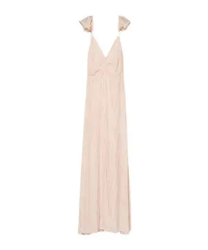 FORTE_FORTE Ruffled-sleeve V-neck Maxi Dress - Nude
