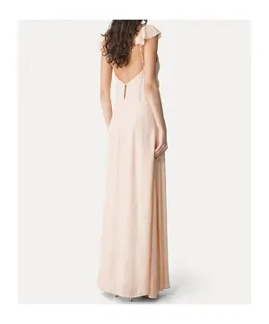 FORTE_FORTE Ruffled-sleeve V-neck Maxi Dress - Nude