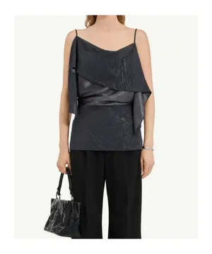MAISON MARGIELA Asymmetrical Cowl Neck Top - Anthracite