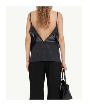 MAISON MARGIELA Asymmetrical Cowl Neck Top - Anthracite