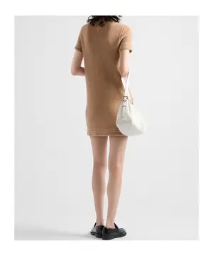Prada Short Sleeve Crewneck Mini Dress With Pockets