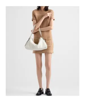Prada Short Sleeve Crewneck Mini Dress With Pockets