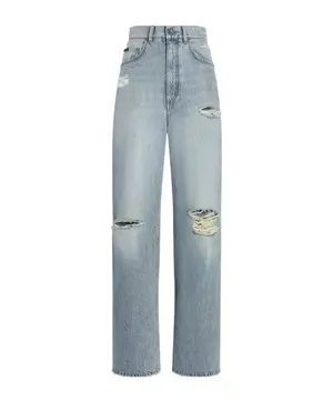 Dolce & Gabbana Distressed Wide-leg Jeans - Gray