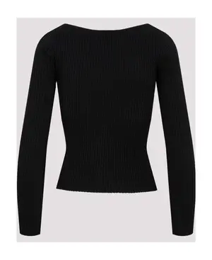 COURREGES Courrèges Long-sleeved V-neck Ribbed Pullover