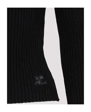 COURREGES Courrèges Long-sleeved V-neck Ribbed Pullover