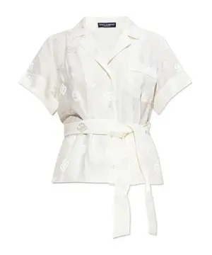 Dolce & Gabbana Monogram Jacquard Belted Shirt
