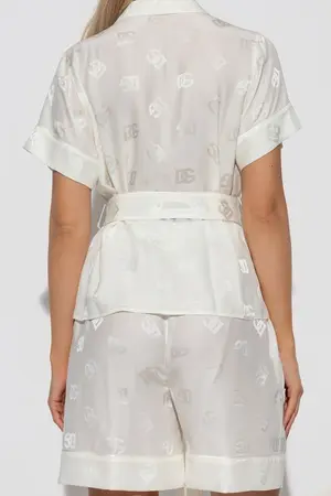 Dolce & Gabbana Monogram Jacquard Belted Shirt