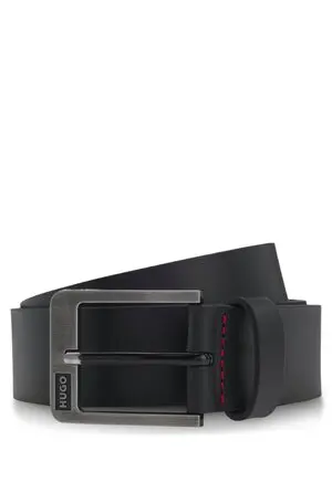 Hugo Boss Logo Buckle Leather Belt - Black