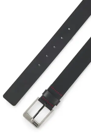 Hugo Boss Logo Buckle Leather Belt - Black
