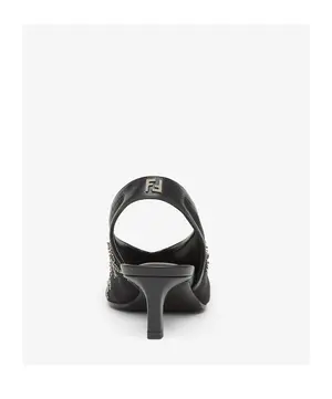 Fendi Embroidered Mesh Slingback Pumps With Ff Appliqu