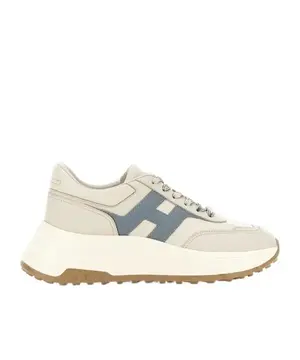 Hogan Logo Detailed Lace-up Sneakers - Light Blue Ivory