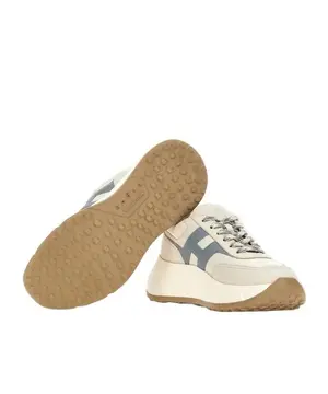 Hogan Logo Detailed Lace-up Sneakers - Light Blue Ivory
