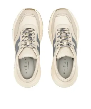 Hogan Logo Detailed Lace-up Sneakers - Light Blue Ivory