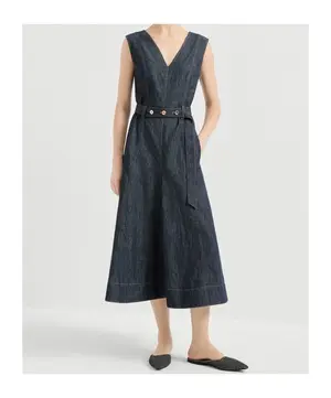 Brunello Cucinelli Denim-effect Sleeveless Midi Dress
