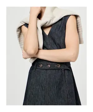 Brunello Cucinelli Denim-effect Sleeveless Midi Dress
