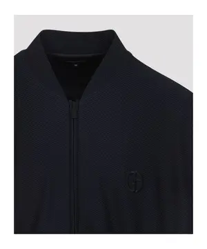 Giorgio Armani Textured Logo Bomber Jacket - Dark Navy