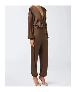 Andamane V-neck Long-sleeved Jumpsuit With Hood
