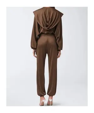 Andamane V-neck Long-sleeved Jumpsuit With Hood