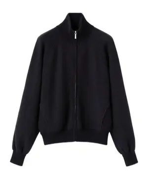 Loro Piana High-neck Zip Bomber - Navy Blue