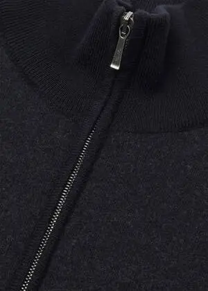 Loro Piana High-neck Zip Bomber - Navy Blue